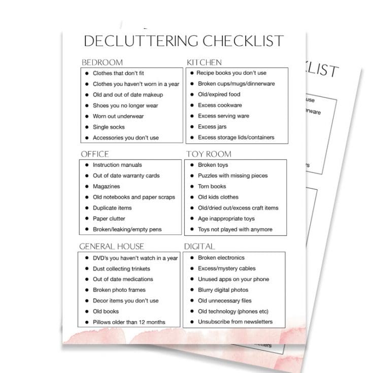 Decluttering Checklist Image - Project Hot Mess